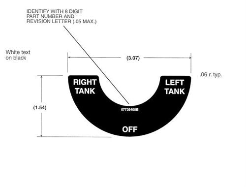 DECAL- FUEL CONTROL VALVE - 07735400 – Equipements ESF